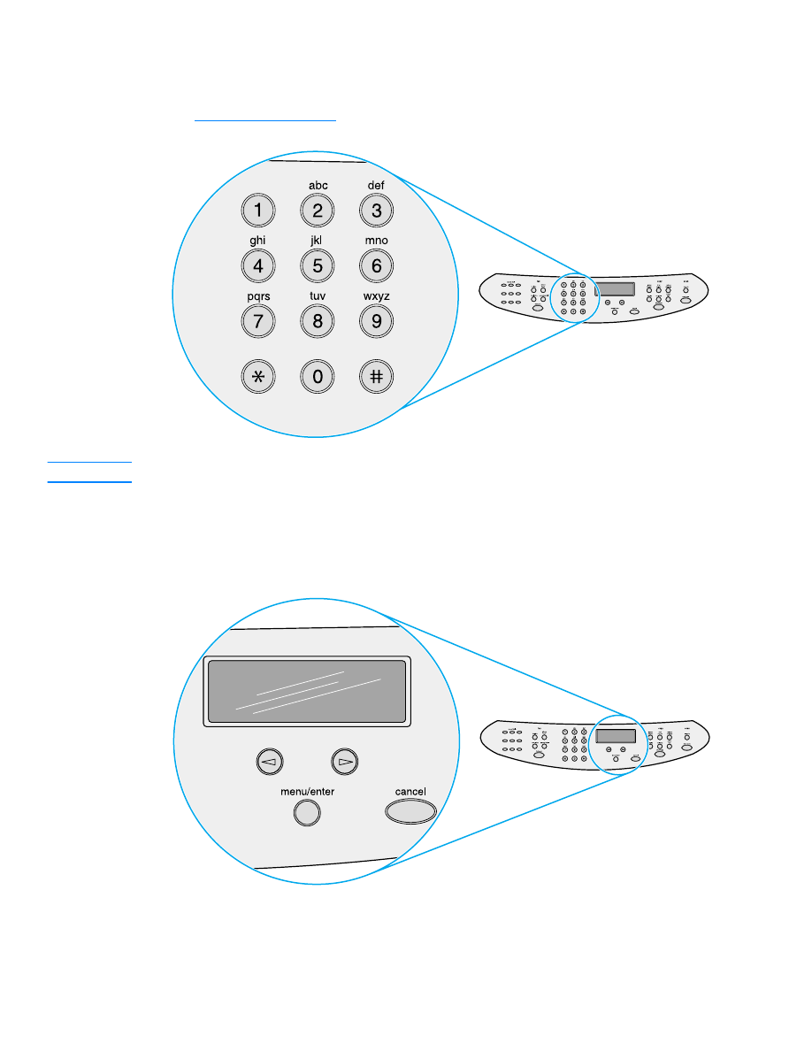 Menu and cancel controls - HP LaserJet 3300 Multifunction Printer series