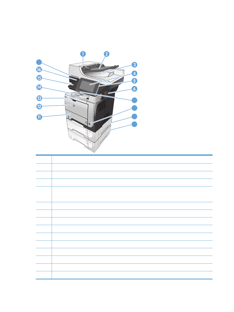 Ürünün önden görünümü - HP LaserJet Enterprise 500 MFP M525