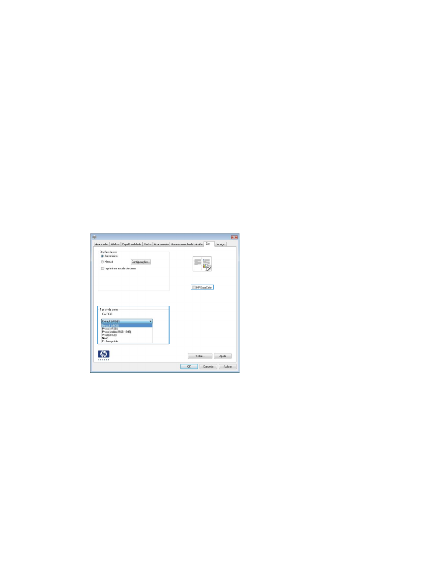 Alterar o tema de cores de um trabalho de impressão - HP LaserJet ...
