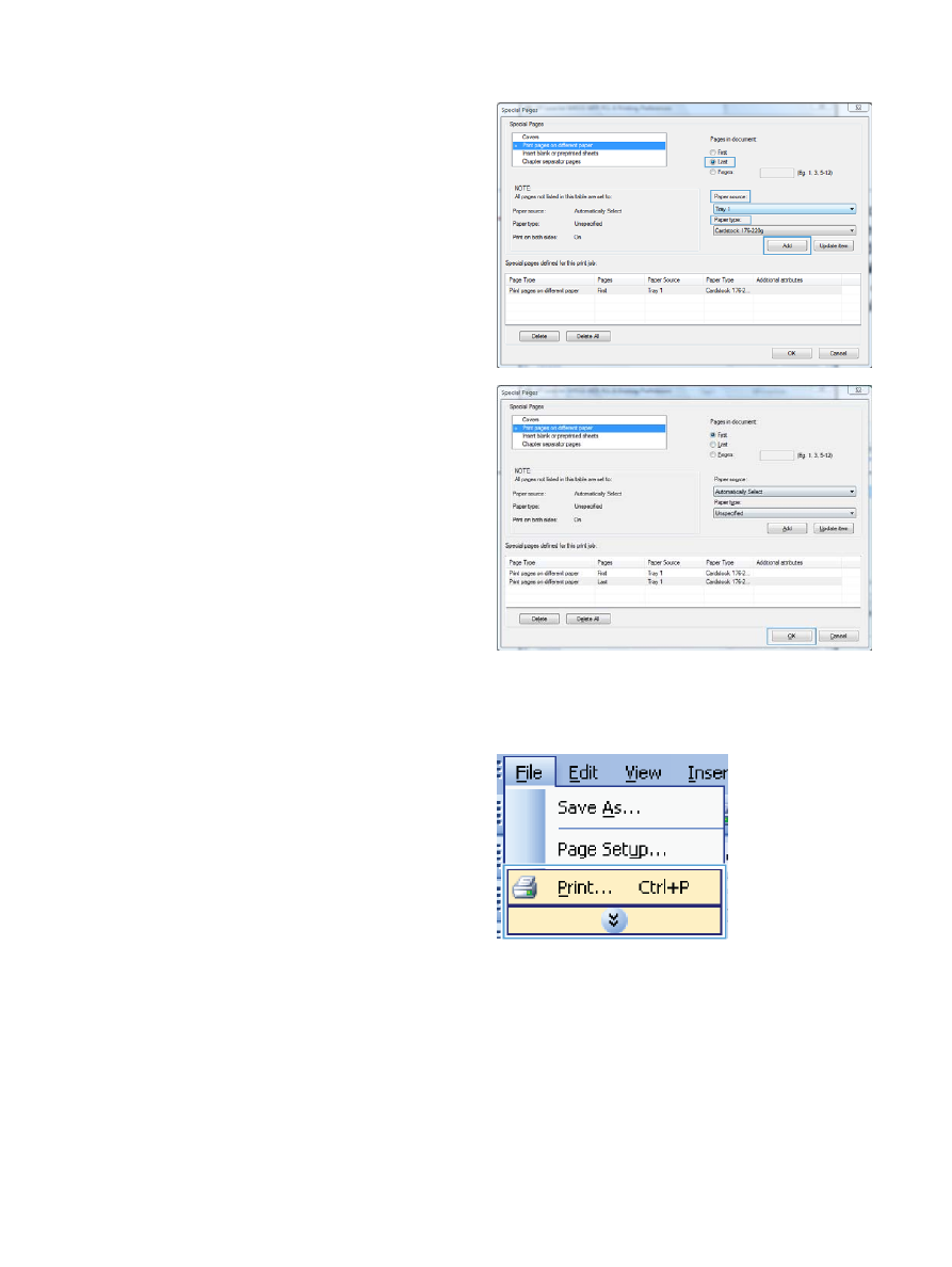 Print the first or last page on different paper with Windows - HP ...