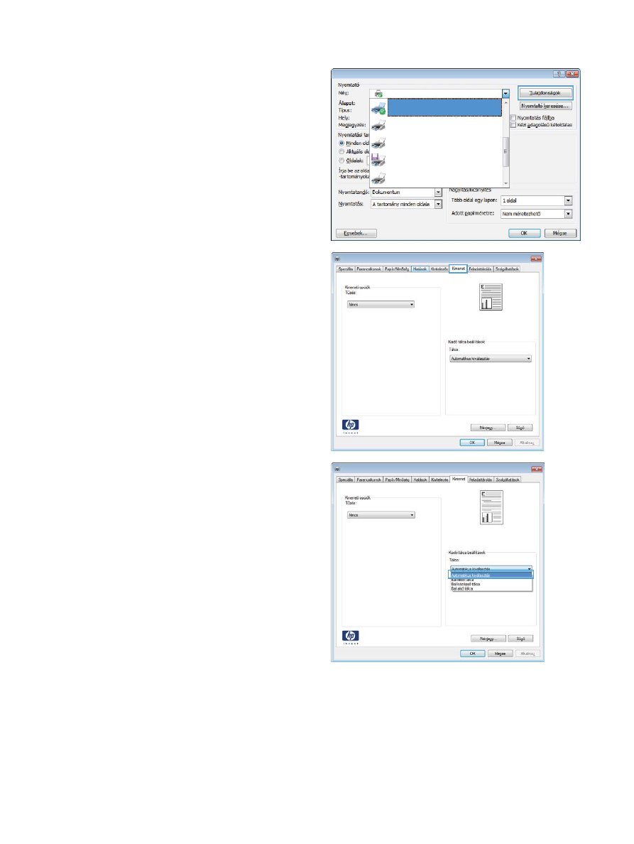 Kimeneti tálca kiválasztása Windows rendszerben - HP LaserJet ...