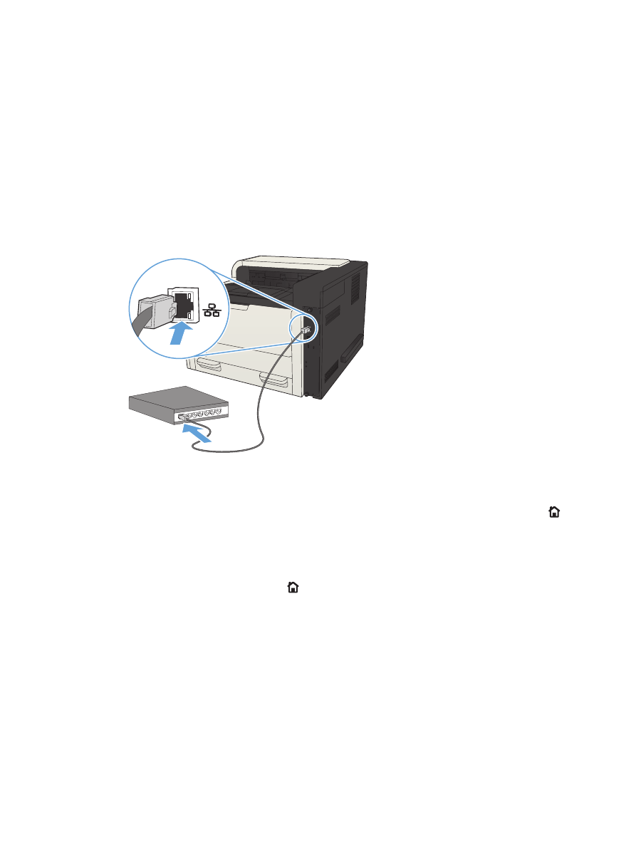 Het apparaat met een netwerkkabel op het netwerk aansluiten en de ...