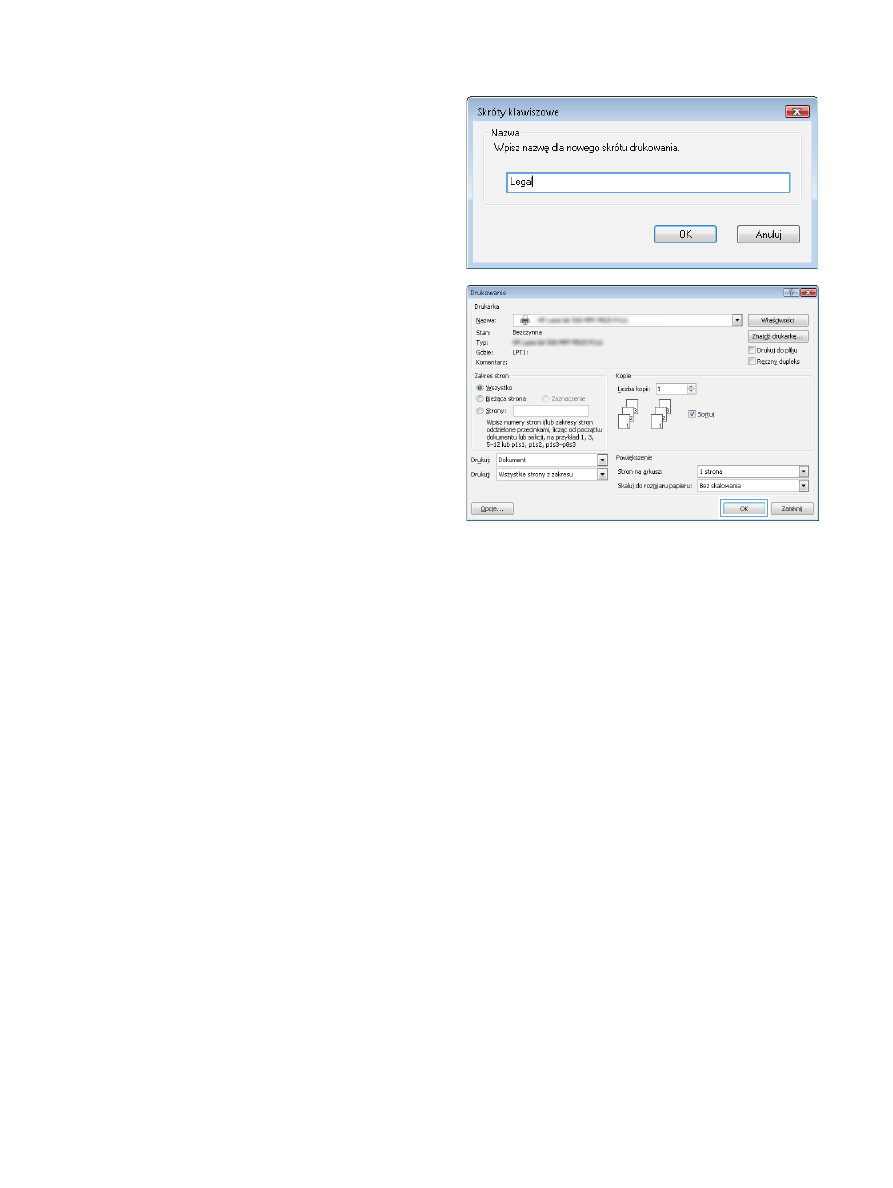 Tworzenie skrótu drukowania (Windows) - HP LaserJet Enterprise 700 ...