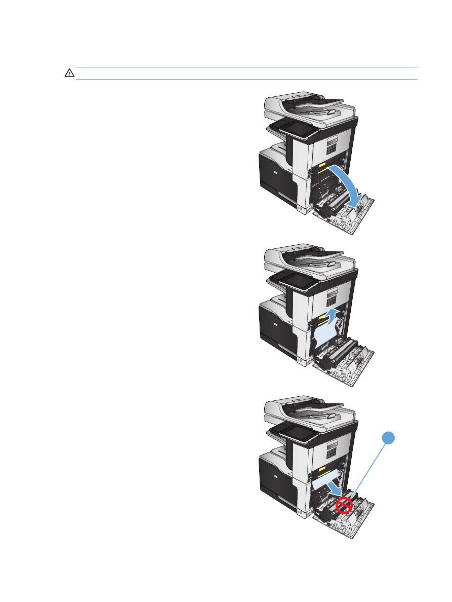 오른쪽 도어에 걸린 용지 제거 - HP LaserJet Enterprise 700 color MFP M775 series