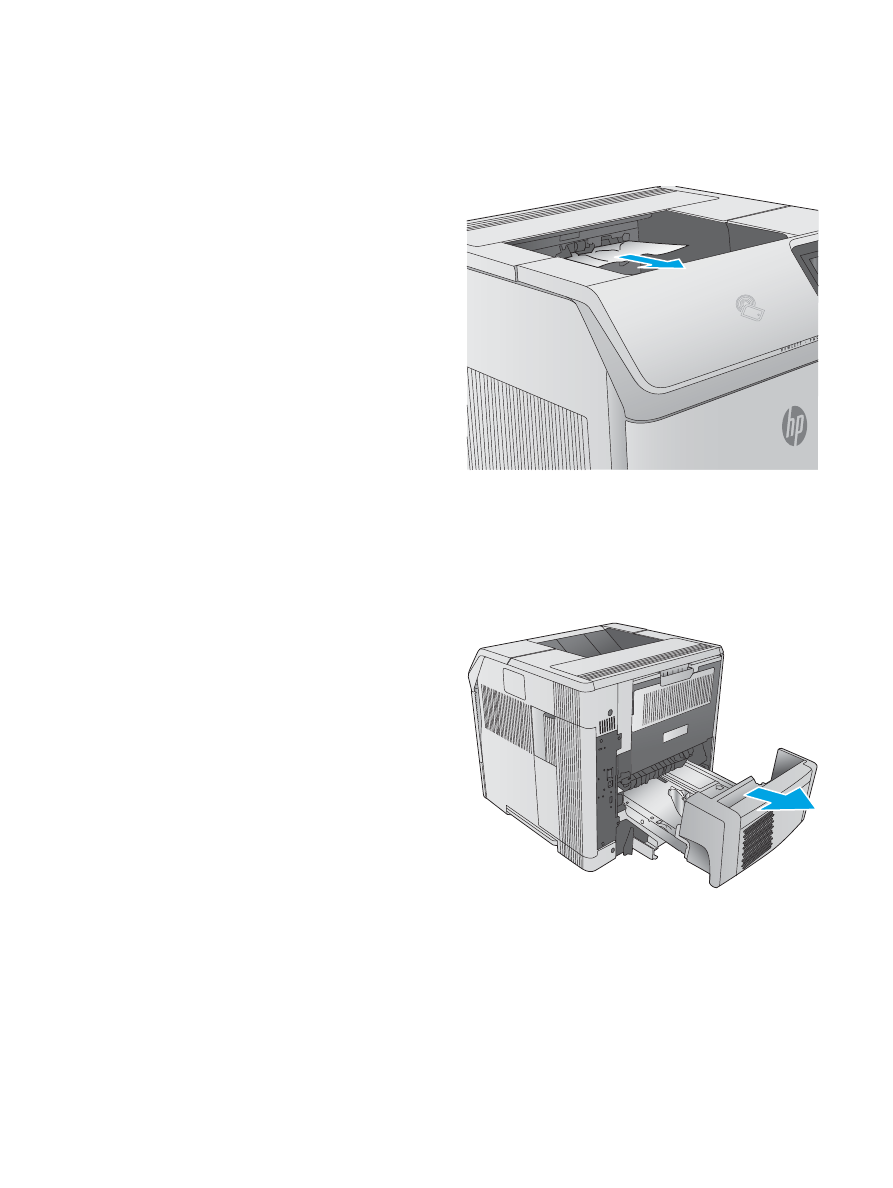 출력 용지함에서 용지 걸림 해결 - HP LaserJet Enterprise M605 series