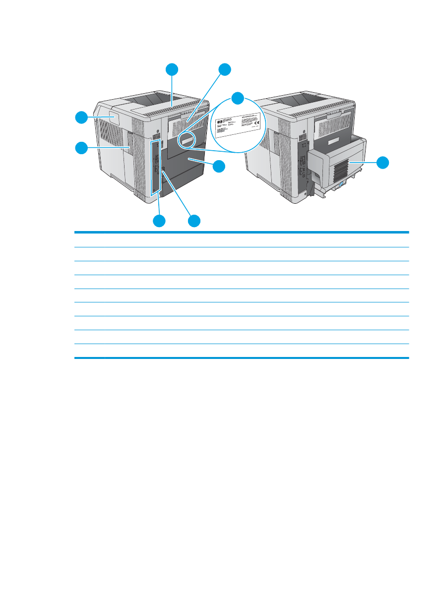 Vista posterior do produto - HP LaserJet Enterprise M605 series