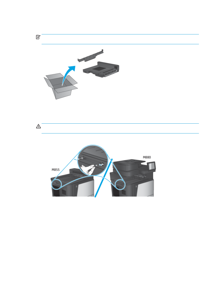 Step two: Unpack the optional or replacement stapler/stacker - HP ...