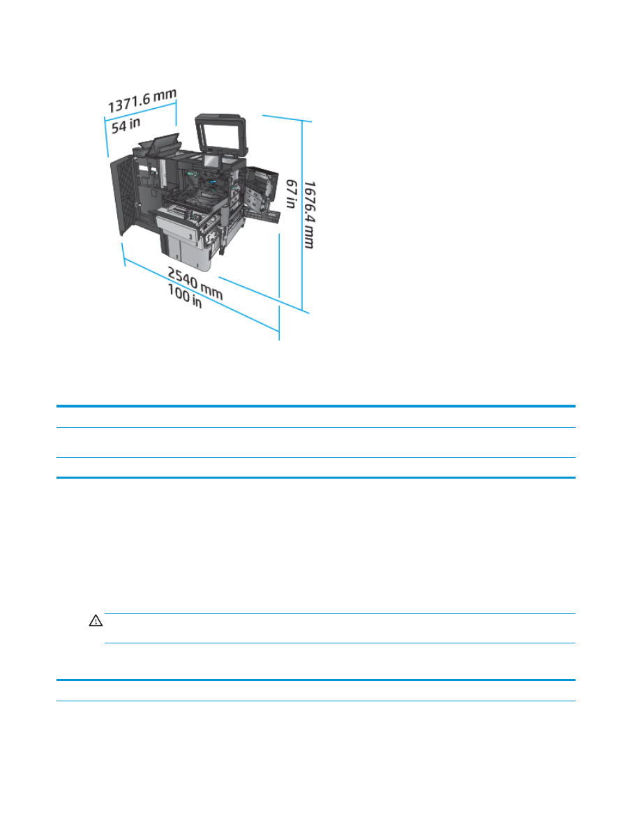 製品の寸法 - HP LaserJet Enterprise flow MFP M830 series