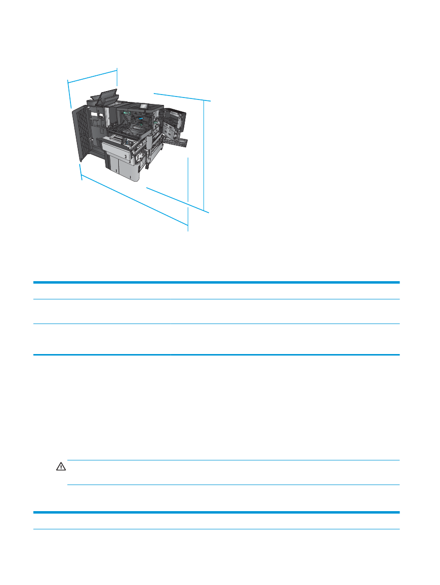 ขนาดของผลิตภัณฑ์ - HP LaserJet Enterprise flow MFP M830 series