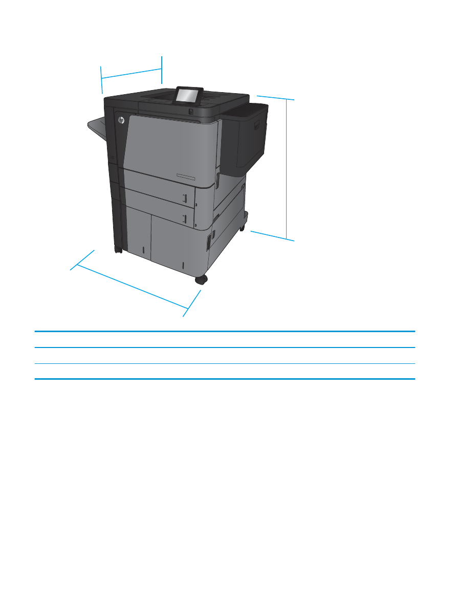 产品尺寸 - HP LaserJet Enterprise flow MFP M830 series