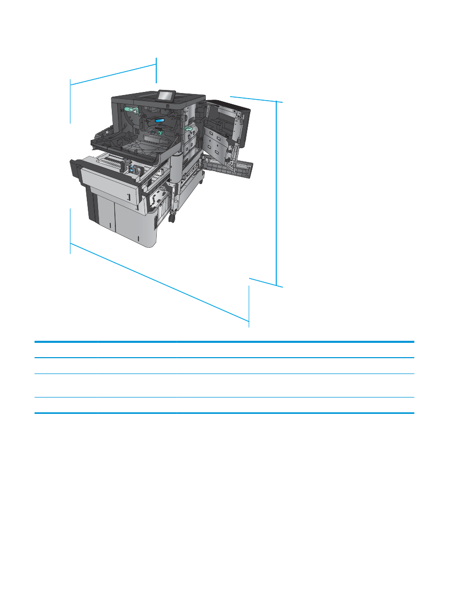 产品尺寸 - HP LaserJet Enterprise flow MFP M830 series