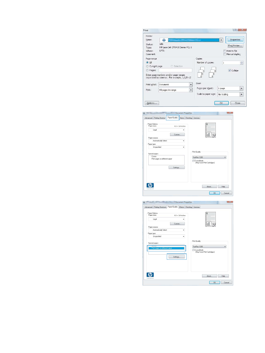 Print the first or last page on different paper (Windows) - HP LaserJet ...