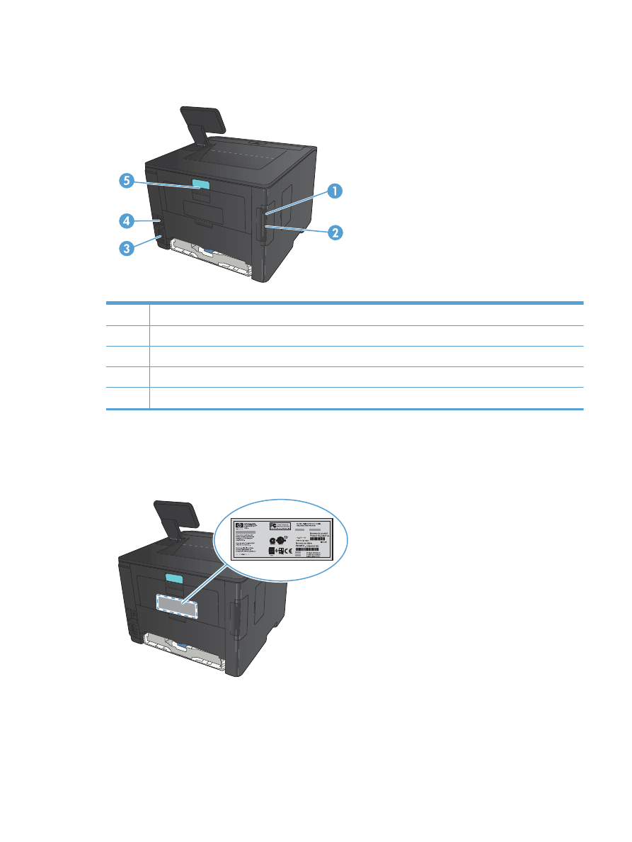 Lokasi nomor seri dan nomor model - HP LaserJet Pro 400 Printer M401 series
