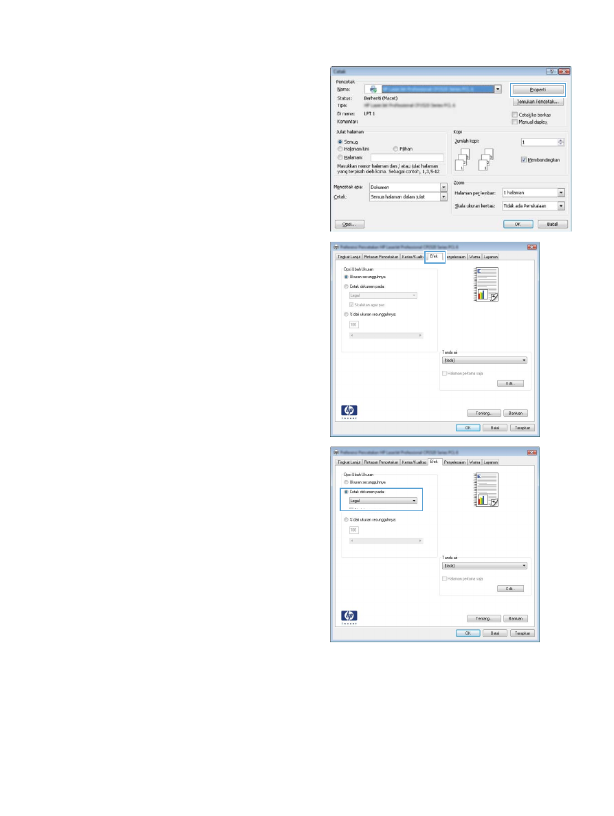 Mengubah skala dokumen agar sesuai dengan ukuran kertas di Windows - HP ...