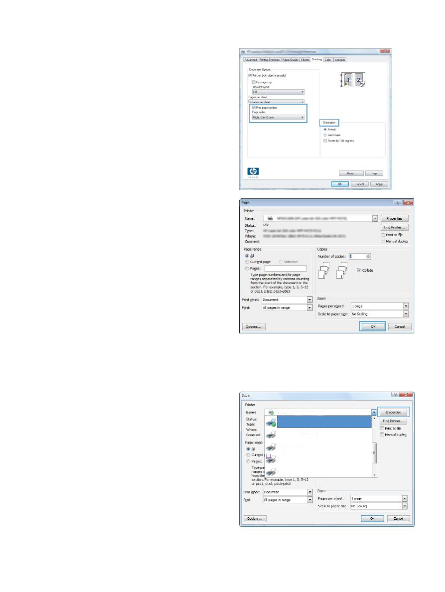 Select the page orientation (Windows) - HP LaserJet Pro 500 color MFP M570