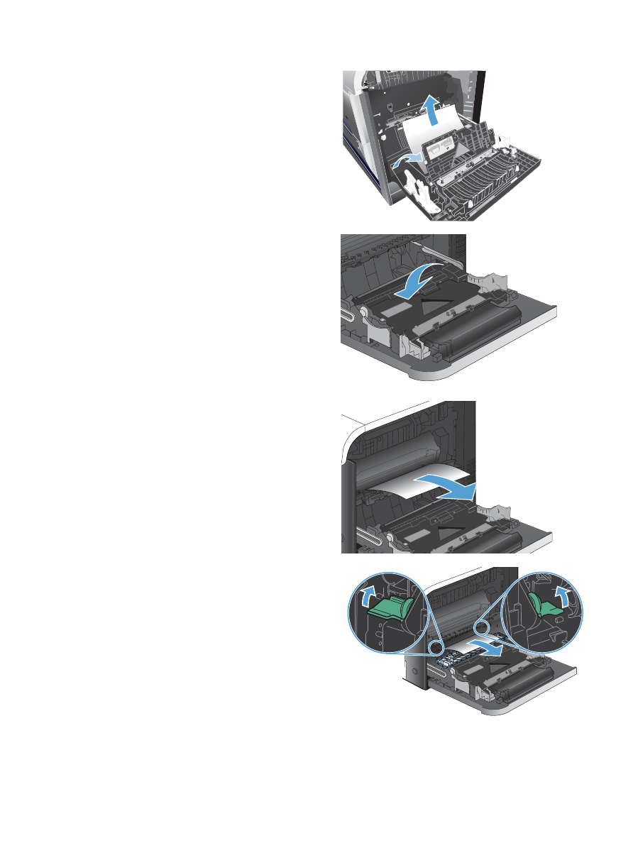 오른쪽 도어에 걸린 용지 제거 - HP LaserJet Pro 500 color MFP M570