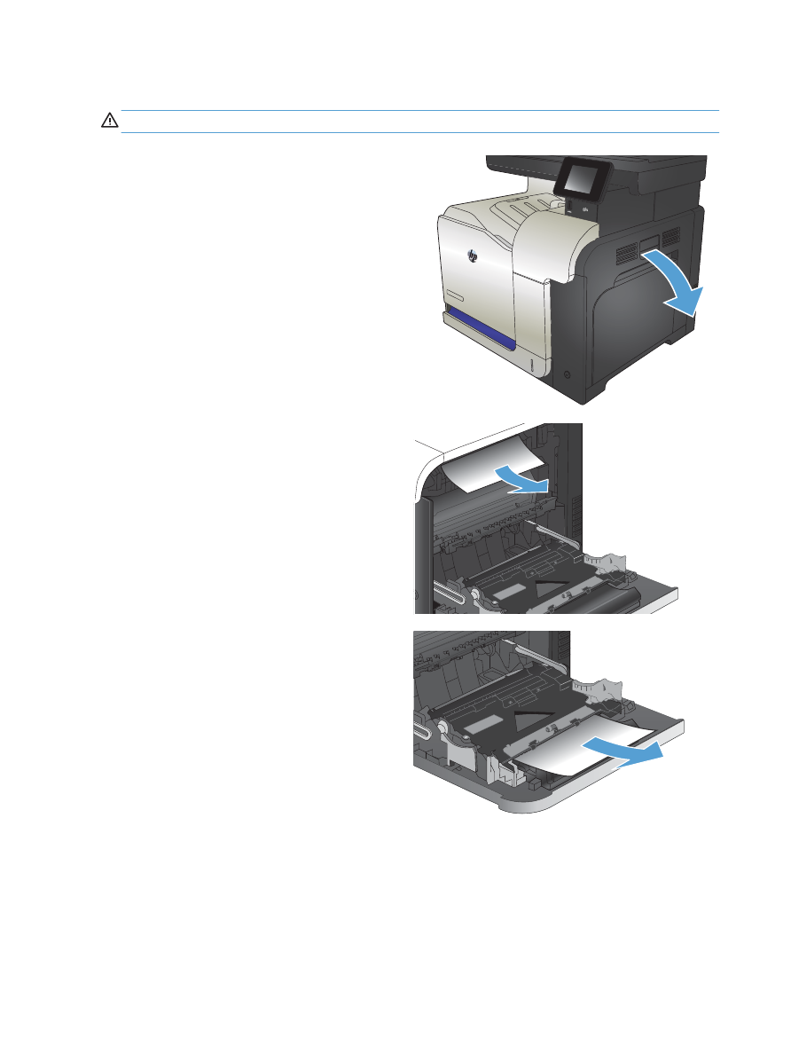 清除右挡盖中的卡纸 - HP LaserJet Pro 500 color MFP M570