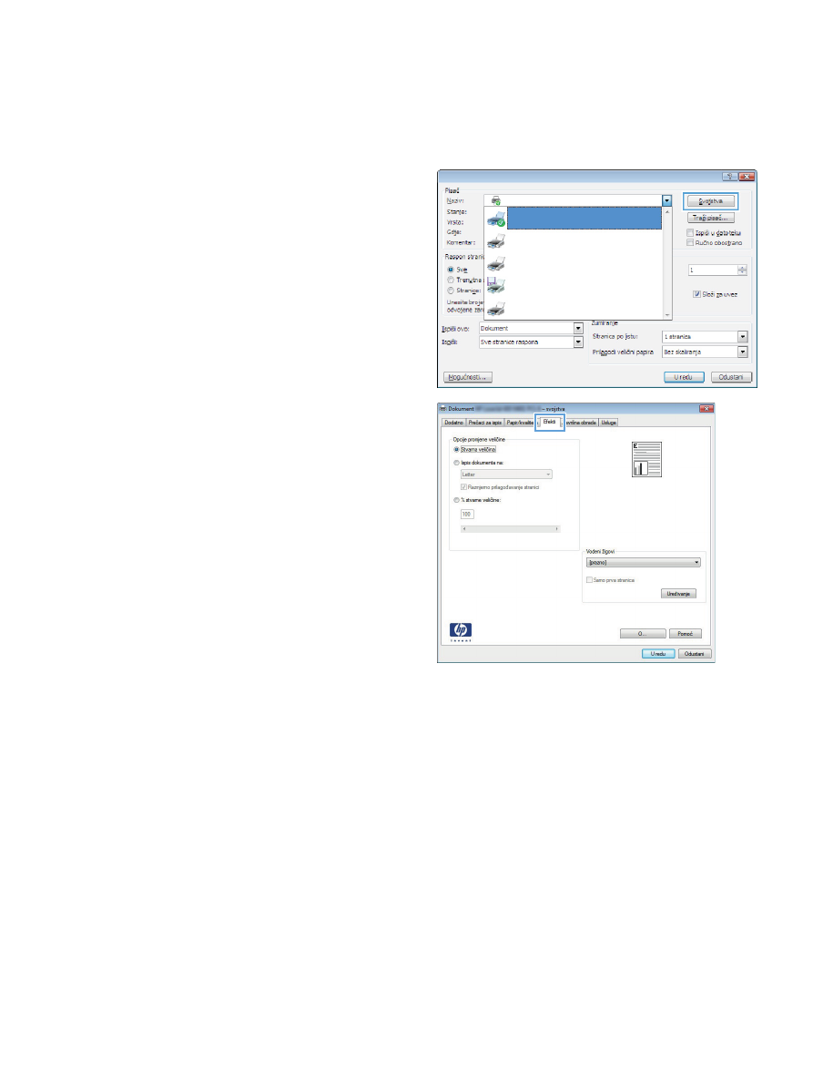 Prilagođavanje veličine dokumenta veličini stranice (Windows) - HP ...