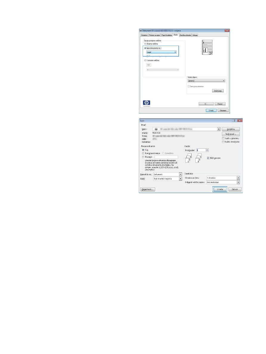 Prilagođavanje veličine dokumenta veličini stranice (Windows) - HP ...